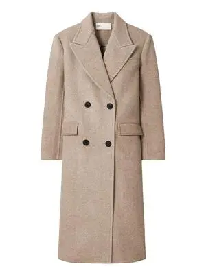 Tory Burch Double Breasted Wool Coat - Ashed Mocha