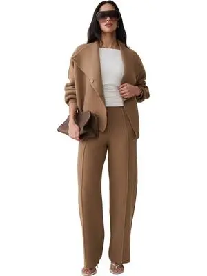 Meshki Brittany Pleat Front Knit Pants - Camel