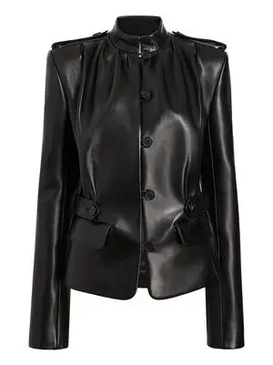 KHAITE Jeda Mock-Neck Leather Jacket