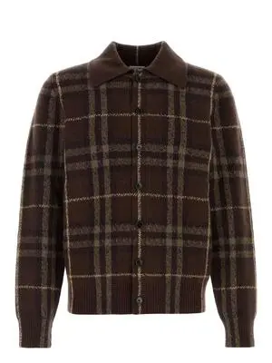 Burberry Burberry Embroidered Checked Cashmere Cardigan Checked