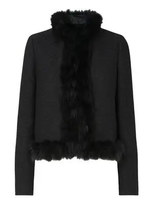 Fendi Shearling Trim Wool Jacket - Multicolor
