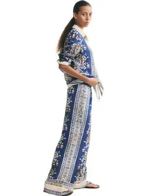 H&M Viscose-blend Pull-on Pants - Blue/patterned