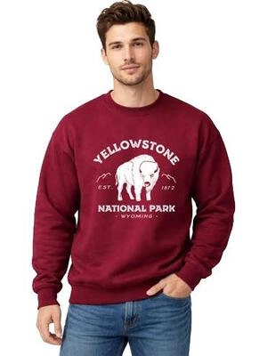 SIMPLY SAGE MARKET Vintage Yellowstone National Park Sweatshirt - Maroon