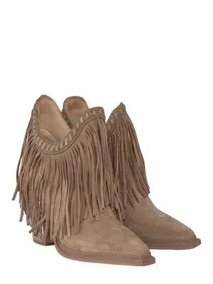 ALMA EN PENA Long Fringed Bootie - Vison