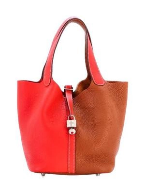 Hermès Picotin Lock Bag Bicolor Clemence Mm - Red