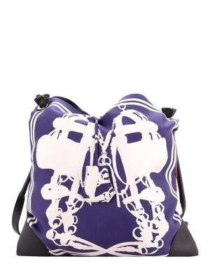 Hermès Silky City Bag Printed Silk And Leather Pm - Blue