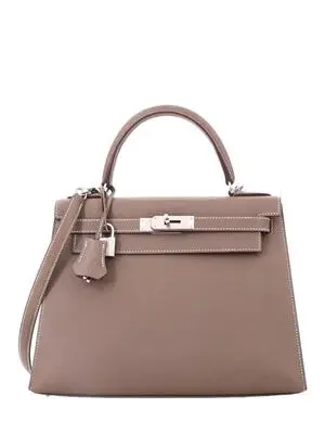 Hermès Kelly Handbag Epsom With Palladium Hardware 28 - Grey