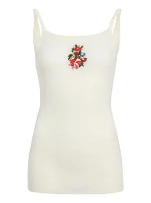 Khaite Lida Flower-detailed Cotton-blend Tank Top - Ivory