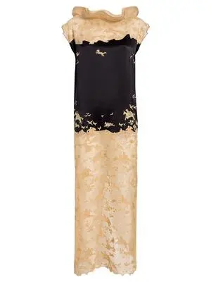 Khaite Truet Embroidered Silk Maxi Dress - Black
