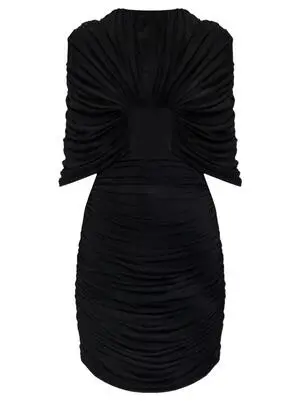 THE MANNEI Ruched Draped-detail Mini Dress - Black