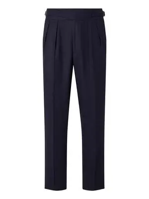 Rubinacci Manny Tapered Mélange Virgin Wool-twill Trousers - Navy