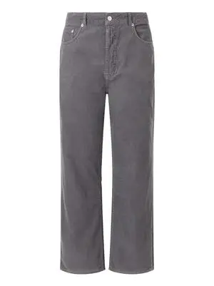 Officine Générale Straight-leg Cotton-corduroy Trousers - Gray