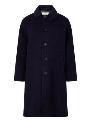 Officine Générale Braxton Suede-trimmed Wool Coat - Blue