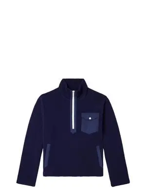 DRAKE'S Shell-trimmed Fleece Half-zip Jacket - Blue