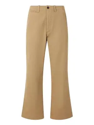 DRAKE'S Officer Chino Wide-leg Cotton-twill Trousers - Neutrals
