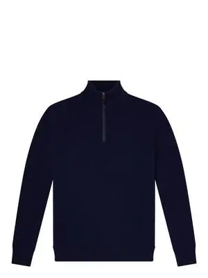 Canali Ribbed Wool And Cashmere-blend Half-zip Sweater - Blue