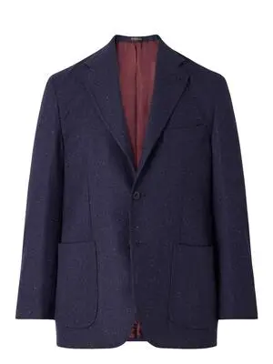 Rubinacci Darted Flecked Wool-herringbone Suit Jacket - Blue