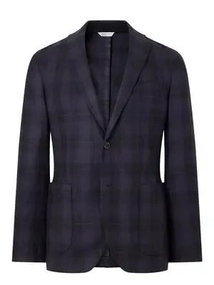 Boglioli Prince Of Wales Wool-blend Flannel Blazer - Blue
