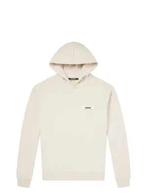 Jacquemus Logo-appliquéd Cotton-jersey Hoodie - Neutrals