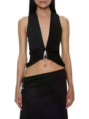 CHRISTOPHER ESBER Crystal-pendant Ribbed Tank Top