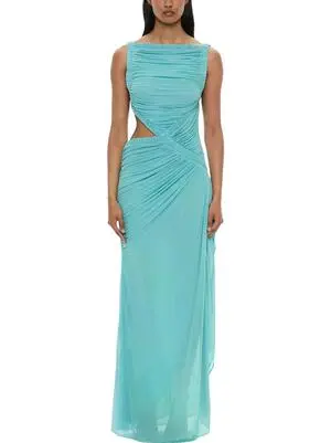 Christopher Esber Theia Squared Ruched-detail Long Dress Blue