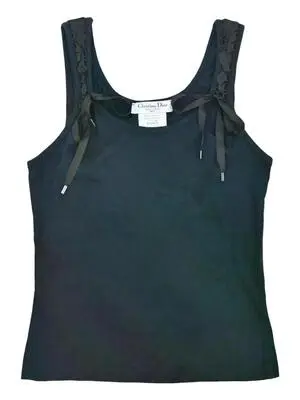 Dior 2002 Bow-detail Sleeveless Tank Top - Blue