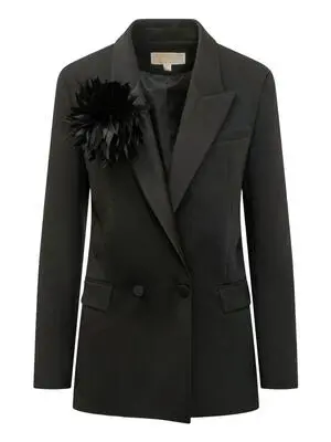Michael Kors Feather-embellished Tuxedo Blazer - Black