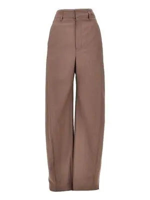 LEMAIRE Blend Tropical Wool Baggy Pants - Brown