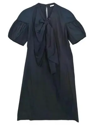 Miu Miu 1990-2000s Pussy-bow Puff-sleeve Midi Dress - Black