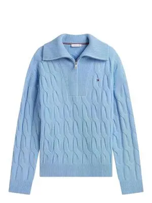 Tommy Hilfiger Cable-knit Quarter-zip Sweater - Blue