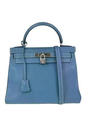 Hermès 1999 28 Kelly Retourne Tote Bag - Blue