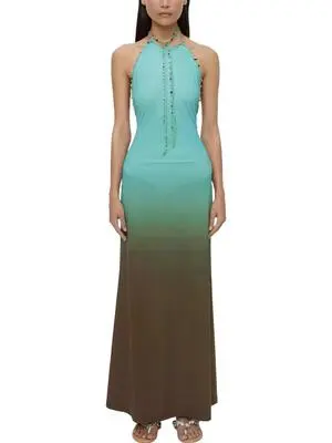 CHRISTOPHER ESBER Quartz-embellished Ombre Long Dress