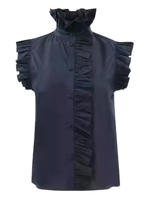 CHRISTY LYNN Marfa Ruffled Sleeveless Top Blue