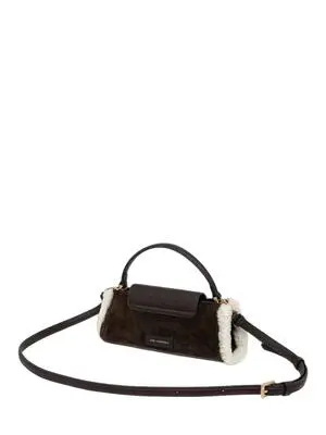KARL LAGERFELD Shearling-trim Suede Shoulder Bag