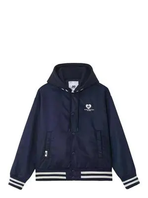 CHOCOOLATE Logo-print Hooded Bomber Jacket - Blue