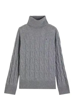 Tommy Hilfiger Cable-knit Roll-neck Sweater - Grey