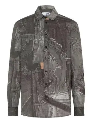 Moschino Trompe-l'oeil Denim-print Shirt - Grey