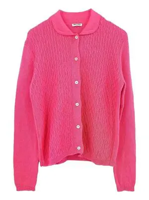 MIU MIU 2019 Cable-knit Peter Pan Collar Cardigan