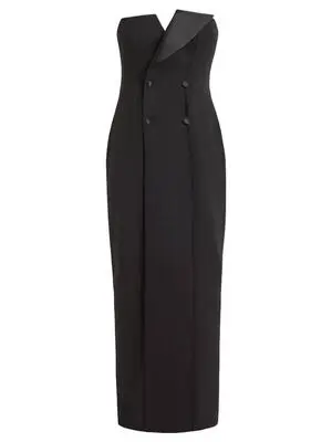 P.a.r.o.s.h Double-breasted Strapless Fitted Maxi Dress - Black