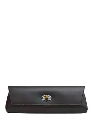 Christopher Esber Buki Leather Clutch Bag Brown