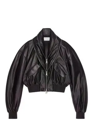 Givenchy Bomber With Zipped Shawl Collar In Leather - Black