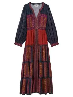 BA&SH Olly Printed Tiered Midi Dress