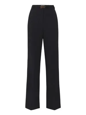 Elisabetta Franchi Satin Banded Crêpe Trousers - Black