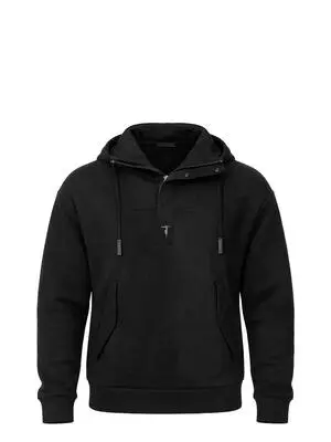 TRUSSARDI Woven-detail Cotton Hoodie - Black