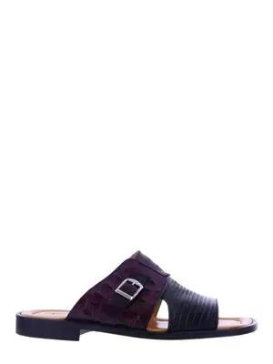 PARIS PUNK Croc-effect Buckled Sandals - Purple