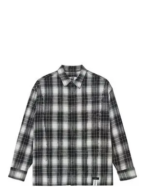 Izzue Frayed-detailing Check-pattern Shirt - Black