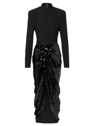 ROTATE BY BIRGER CHRISTENSEN Gathered Sequined Midi Dress - Black