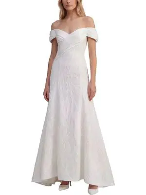 MARCO GABRIELLI ATELIER Off-shoulder Sequin-embellished Maxi Dress