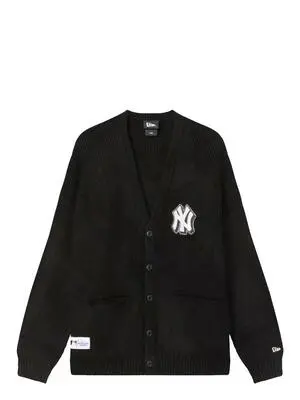 New Era Logo-patch Knit Cardigan - Black