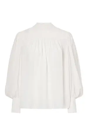 Veronica Beard Brooks Gathered Crepe De Chine Blouse - Neutrals
